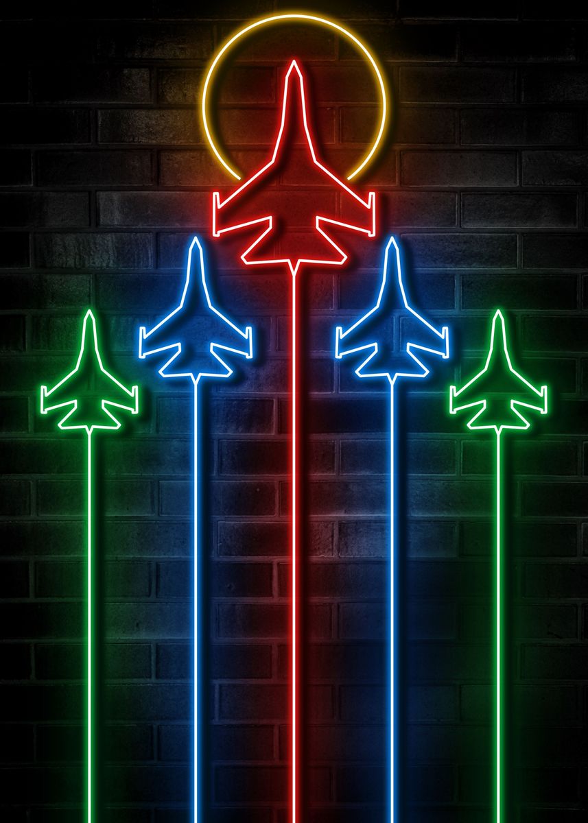 'JET NEON ART' Poster, picture, metal print, paint by MoveUp | Displate