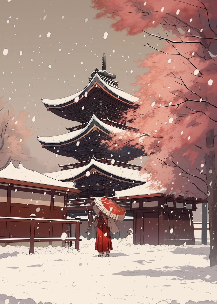'Winter in Japan' Poster, picture, metal print, paint by HarmonicArt ...