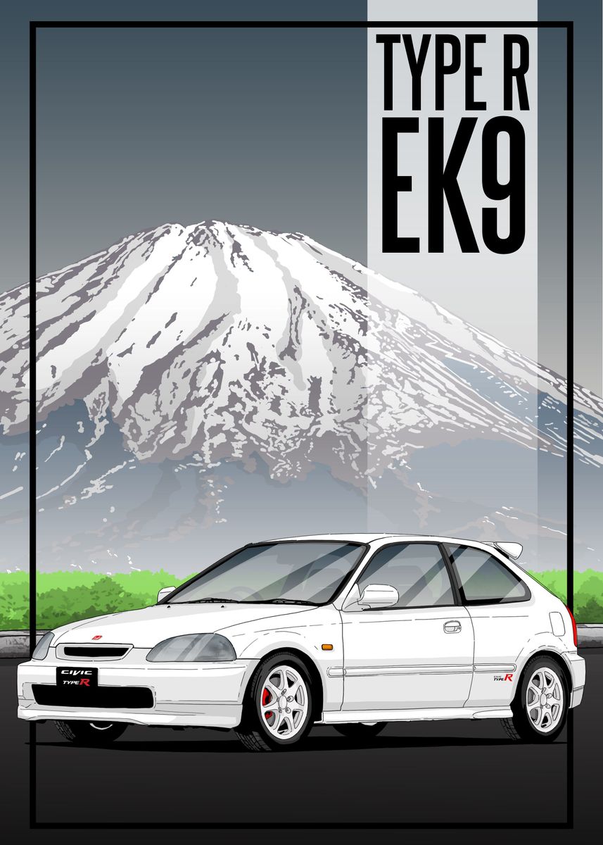 'Civic Type R EK9' Poster, picture, metal print, paint by ND Fat | Displate