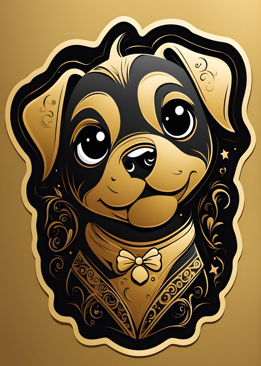 'Cute Happy Dog' Poster, picture, metal print, paint by Artistme Taylor ...