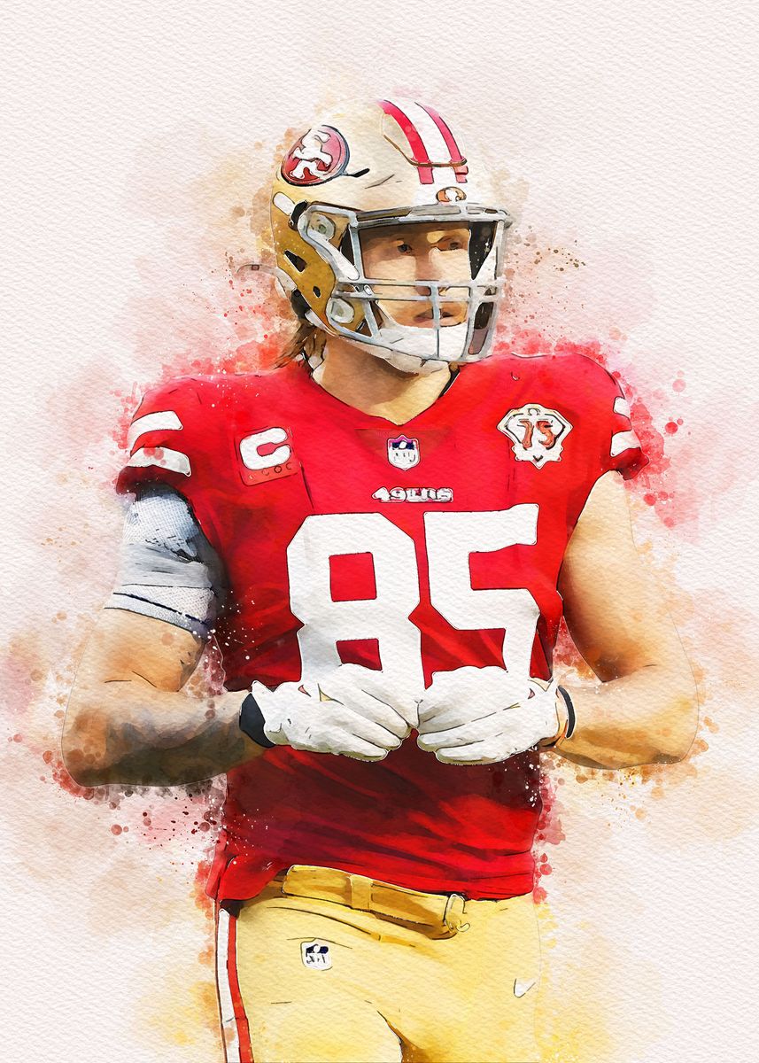 'George Kittle watercolor' Poster, picture, metal print, paint by kun ...
