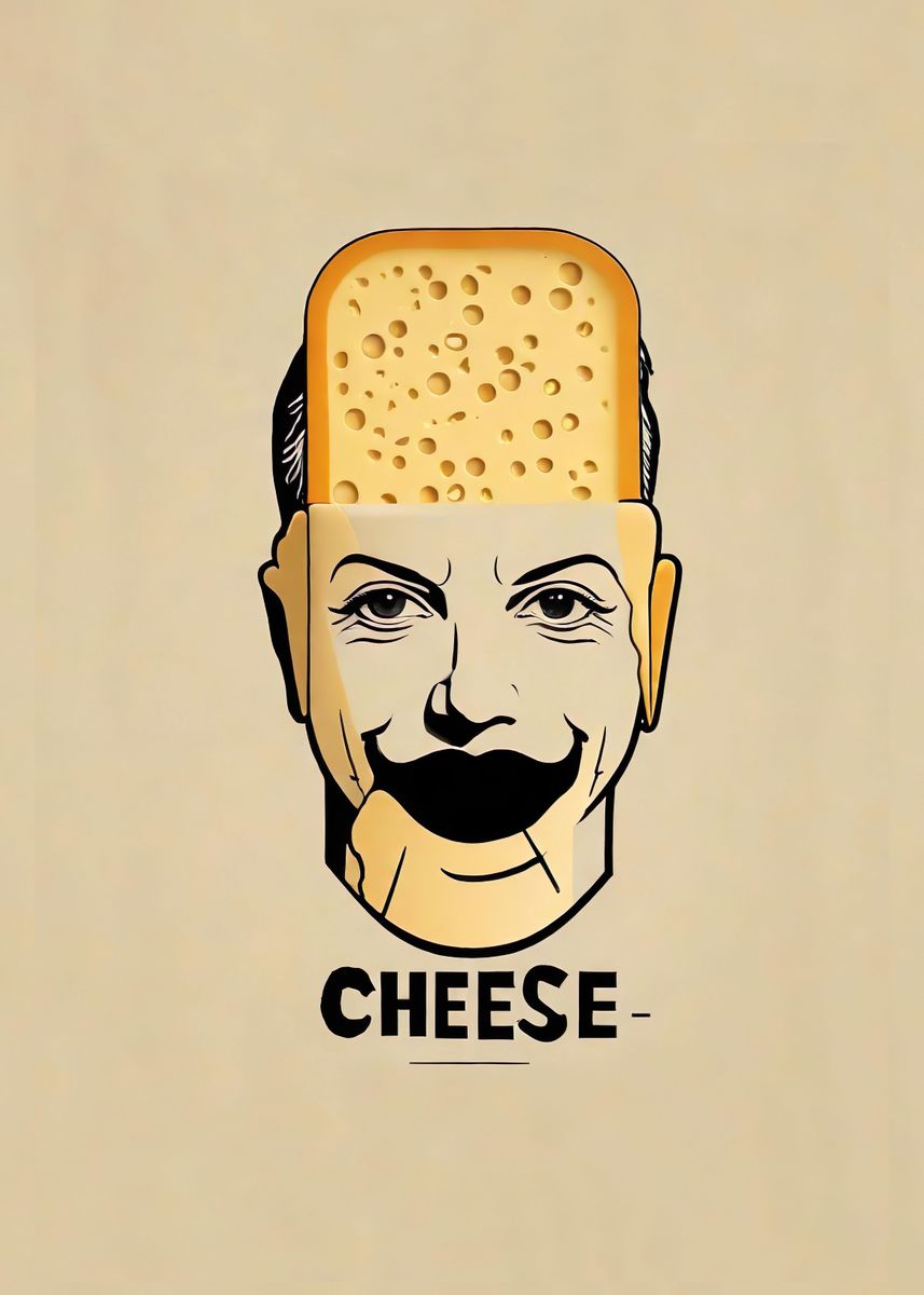 'Funny Cheese Man' Poster, picture, metal print, paint by Roman Stasiuk ...