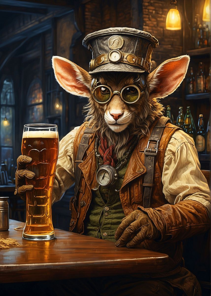'Steampunk Craft beer Faun' Poster, picture, metal print, paint by ...