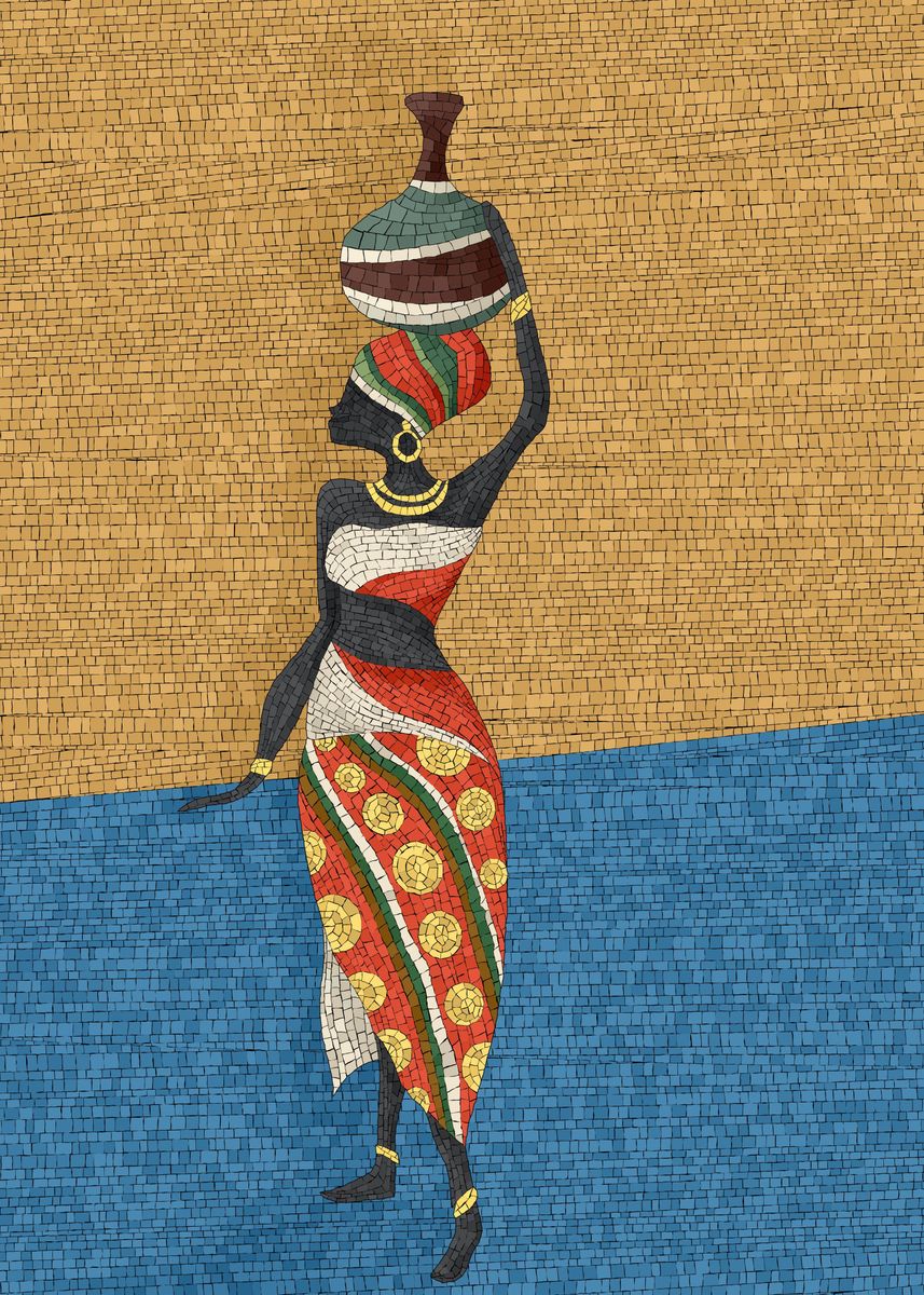 'African water carrier mosa' Poster, picture, metal print, paint by ...