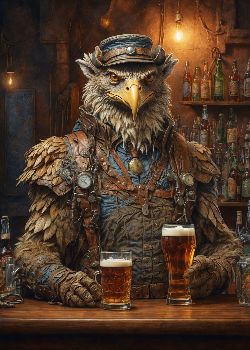'Steampunk Beer Griffin' Poster, picture, metal print, paint by Mudge ...