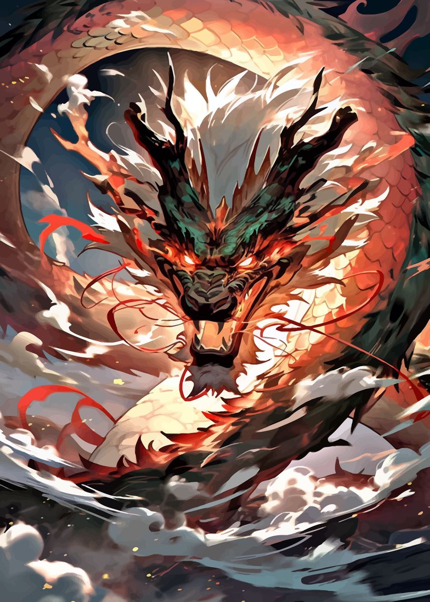 'Greed Chinese dragon ' Poster, picture, metal print, paint by Futuner ...