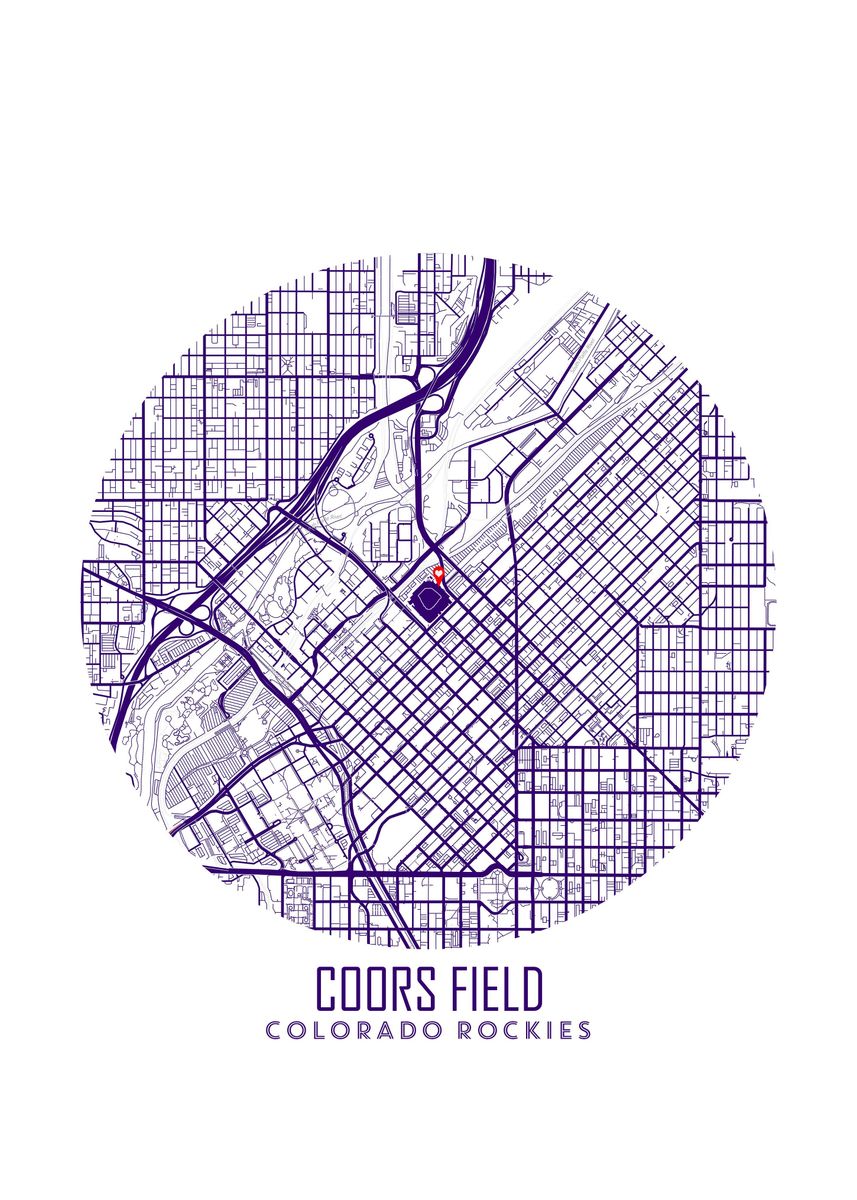 'Coors Field Stadium Map' Poster, picture, metal print, paint by KI RU ...