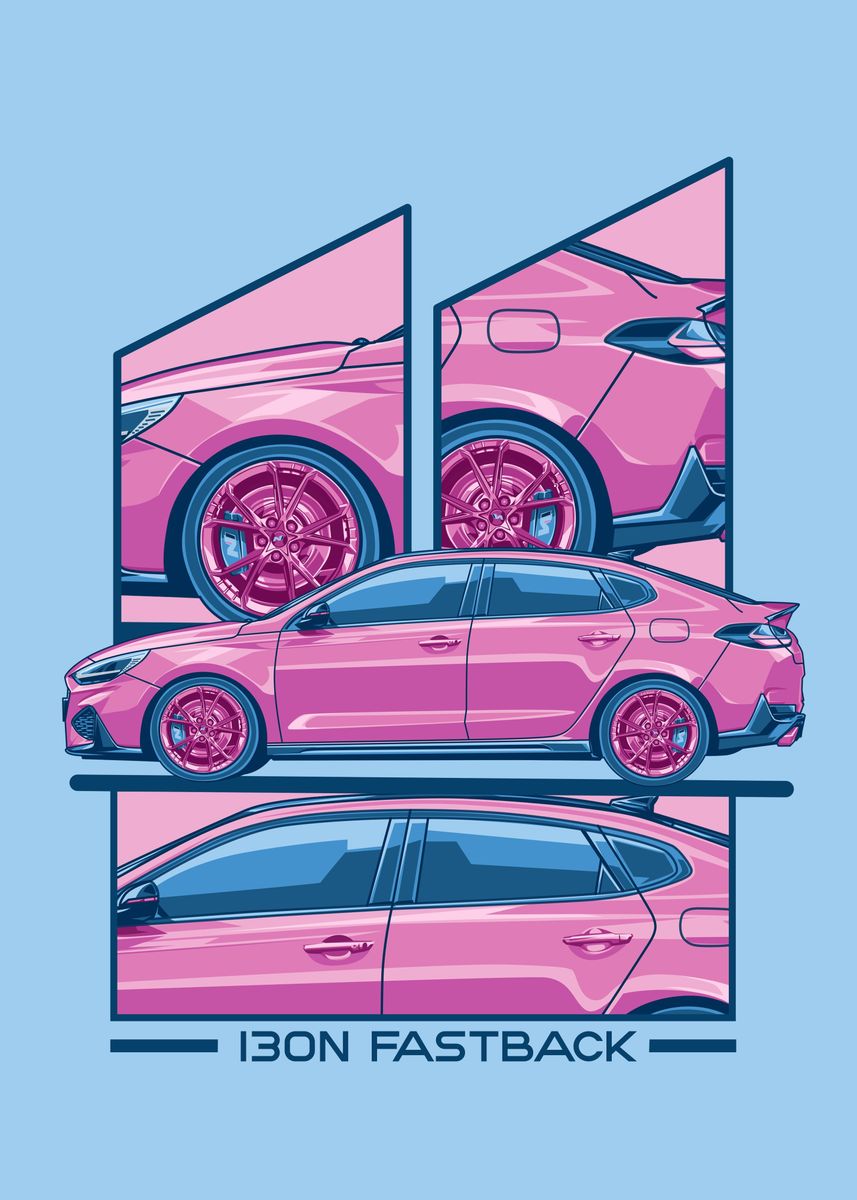 'hyundai i30n pink 1' Poster, picture, metal print, paint by capture ...