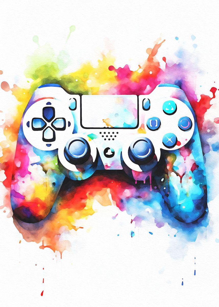 'Paint Gamer Controller' Poster, picture, metal print, paint by ...
