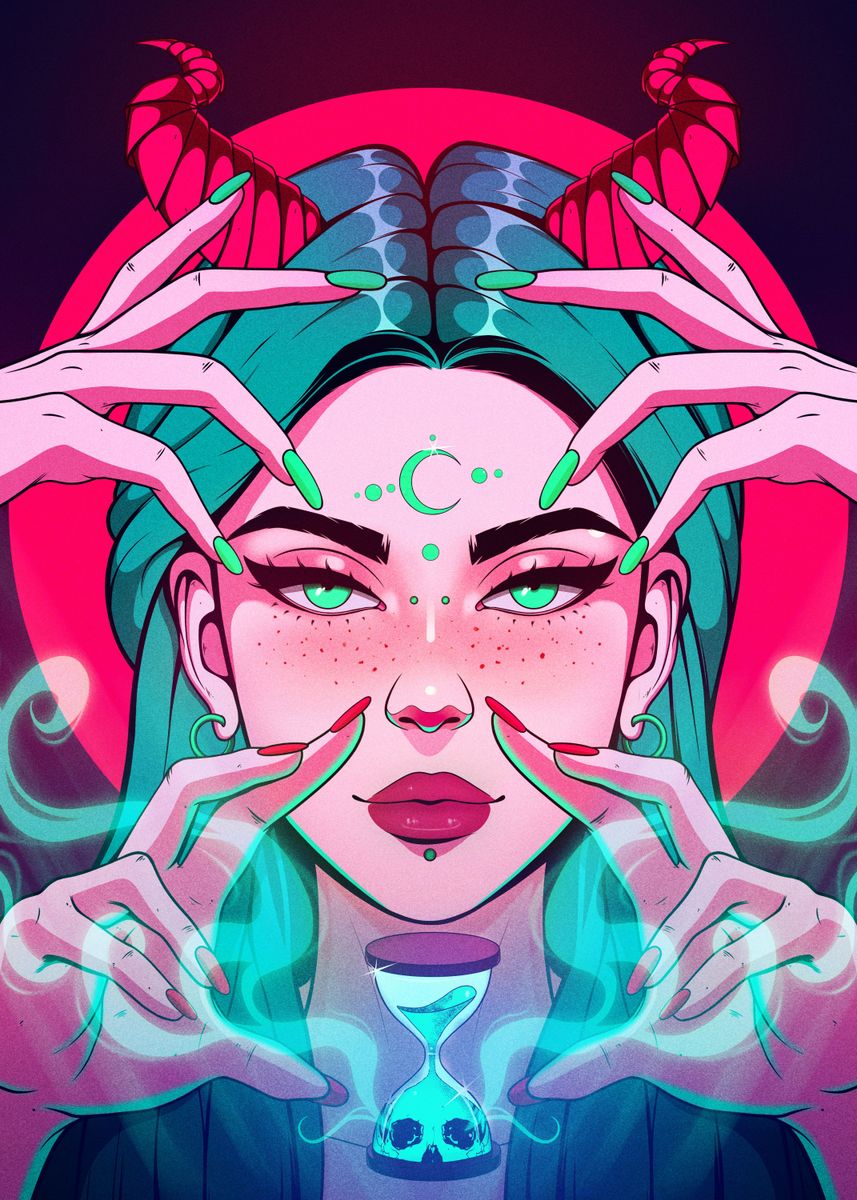 'Red Moon Goddess' Poster, picture, metal print, paint by Nexokane ...