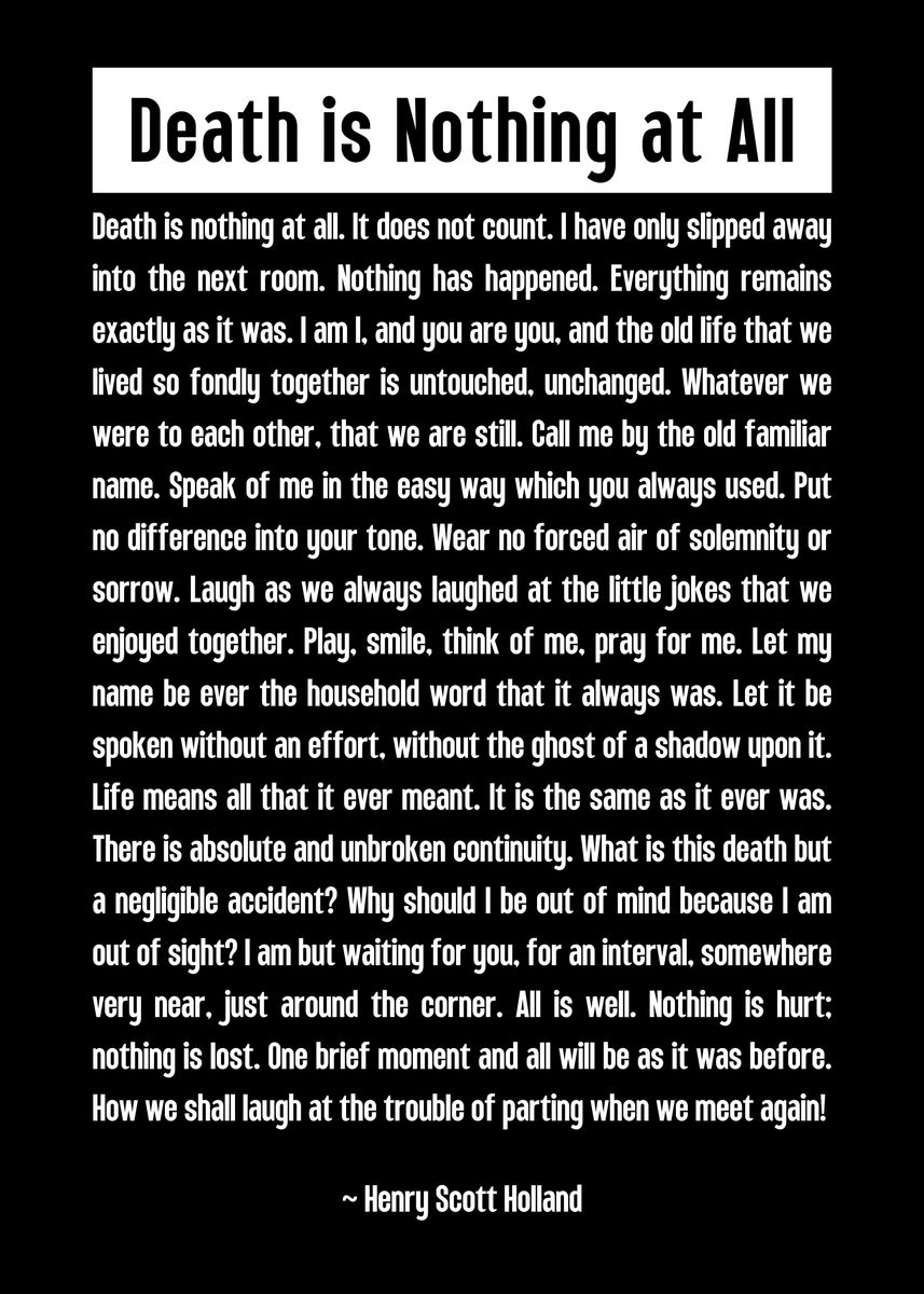 'Death is Nothing at All' Poster, picture, metal print, paint by Nae ...
