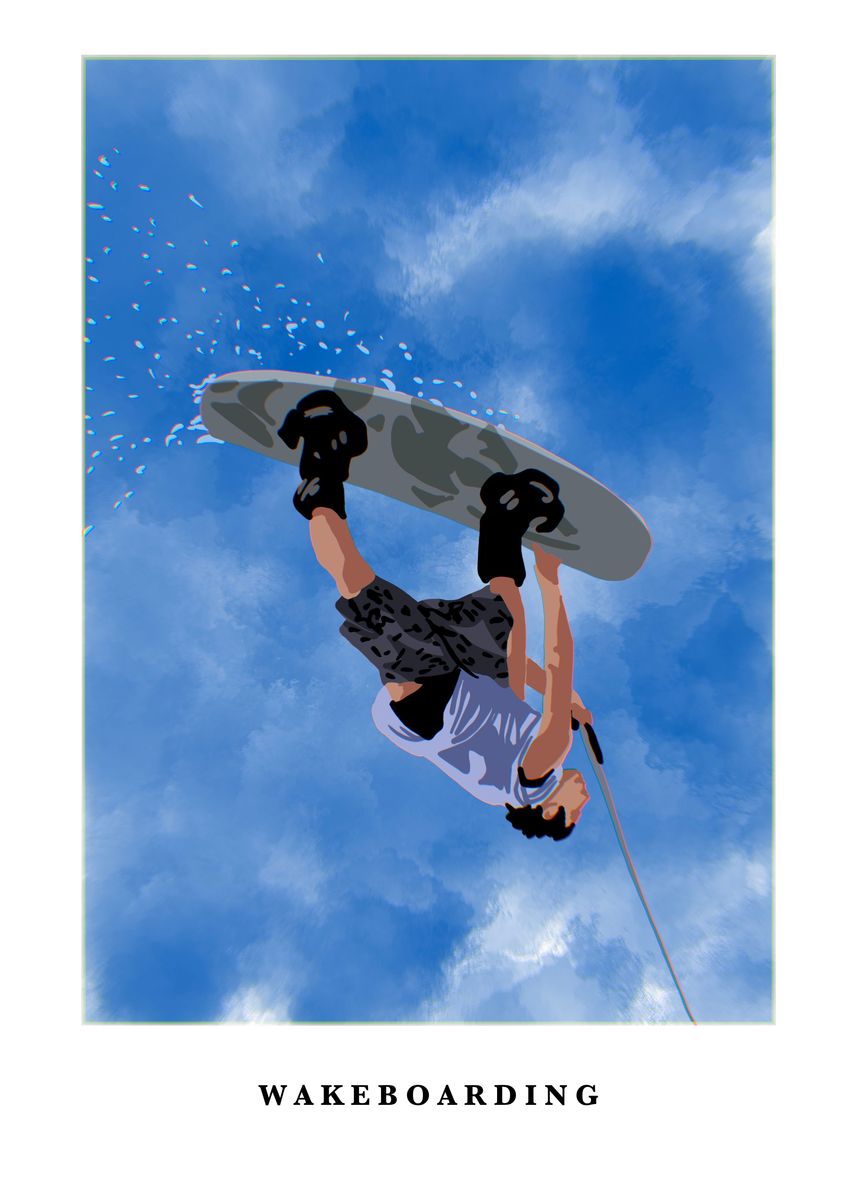 'Wake boarding art' Poster, picture, metal print, paint by Mousely ...