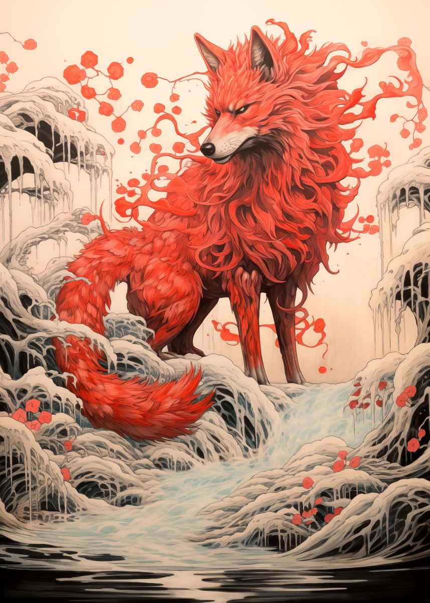 'Red Fantasy Fox ' Poster, picture, metal print, paint by Bloomoon ...