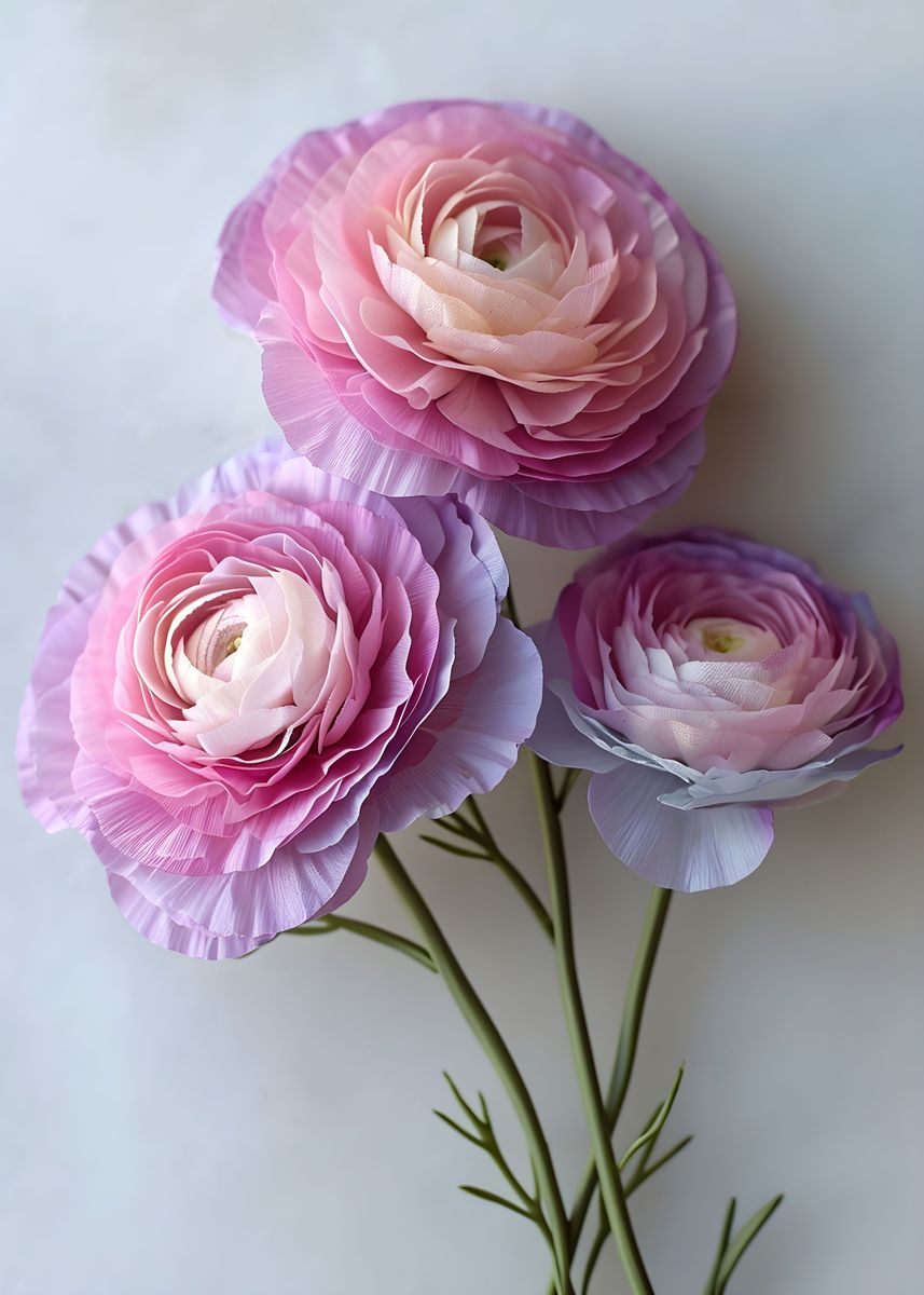 'Purple Ranunculus Flowers' Poster, picture, metal print, paint by ...