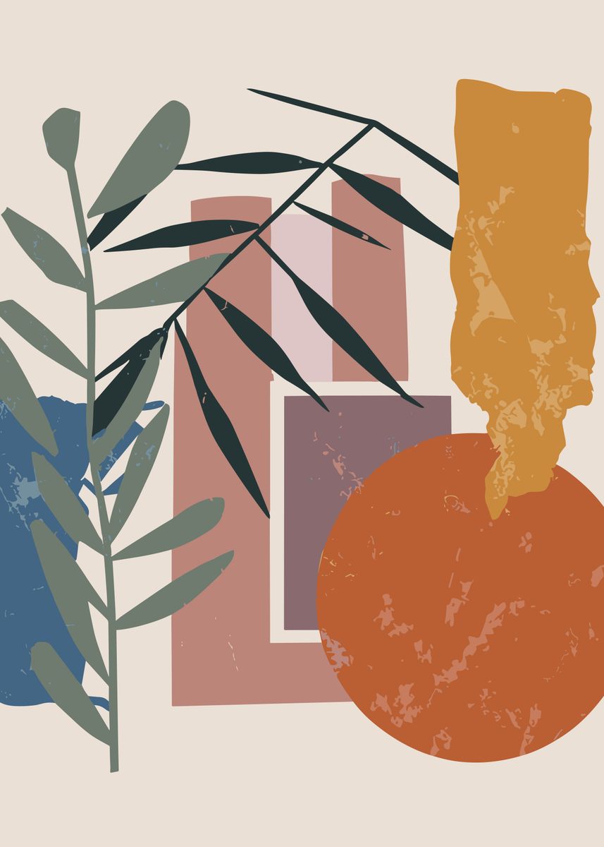 'Weathered Shapes And Stalk' Poster, picture, metal print, paint by ...