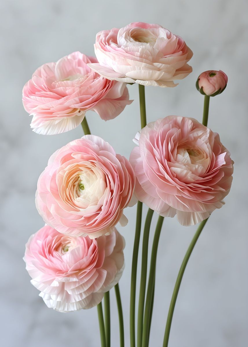 'Pink Ranunculus Poster' Poster, picture, metal print, paint by ...