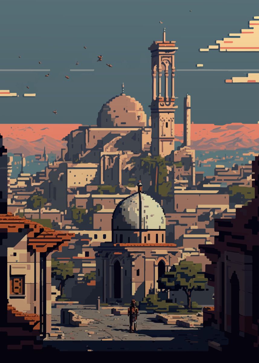 'Halep city pixel art' Poster, picture, metal print, paint by M Art ...