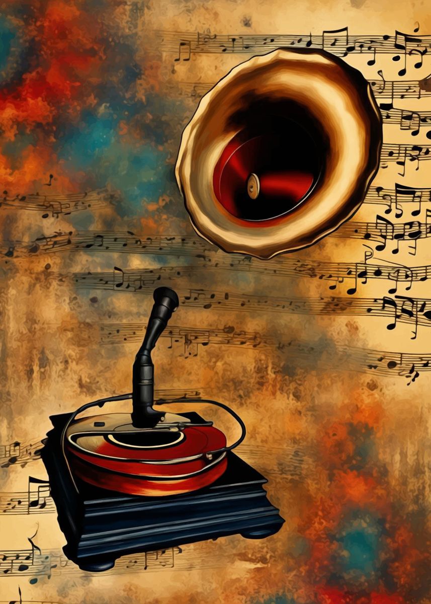 'Gramophone ' Poster, picture, metal print, paint by Art Creative ...