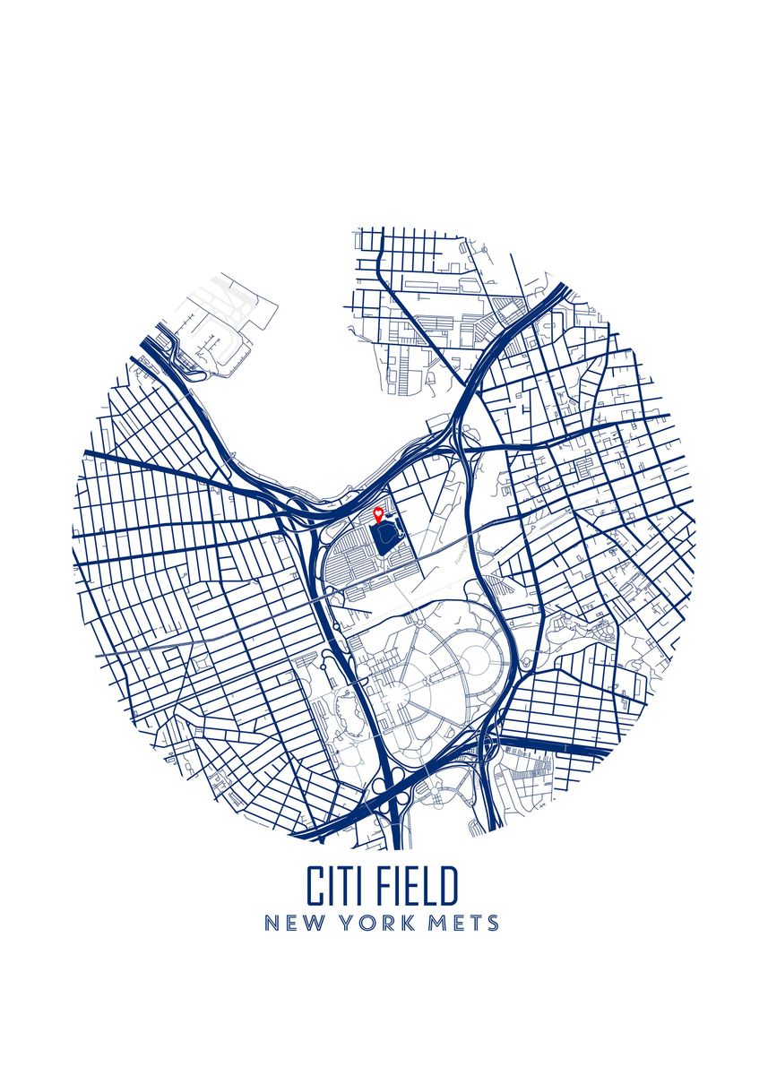 'Citi Field Stadium Map' Poster, picture, metal print, paint by KI RU ...