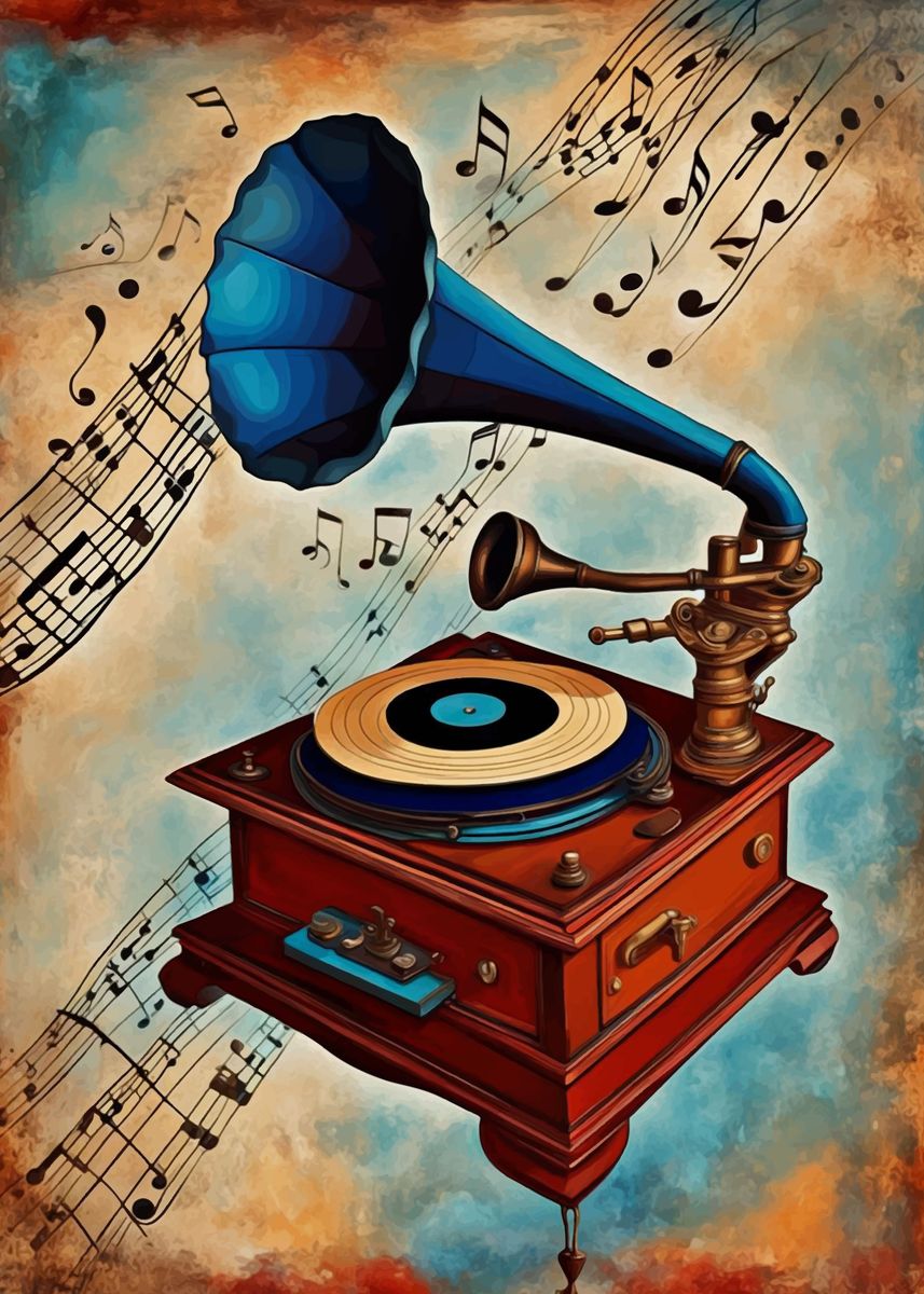 'Gramophone' Poster, picture, metal print, paint by Art Creative | Displate