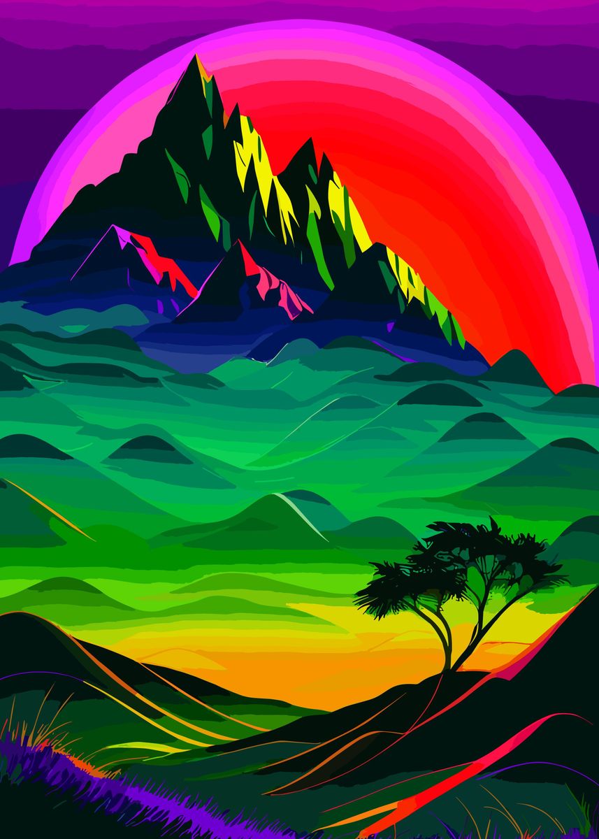 'Psychedelic nature' Poster, picture, metal print, paint by Slamet ...
