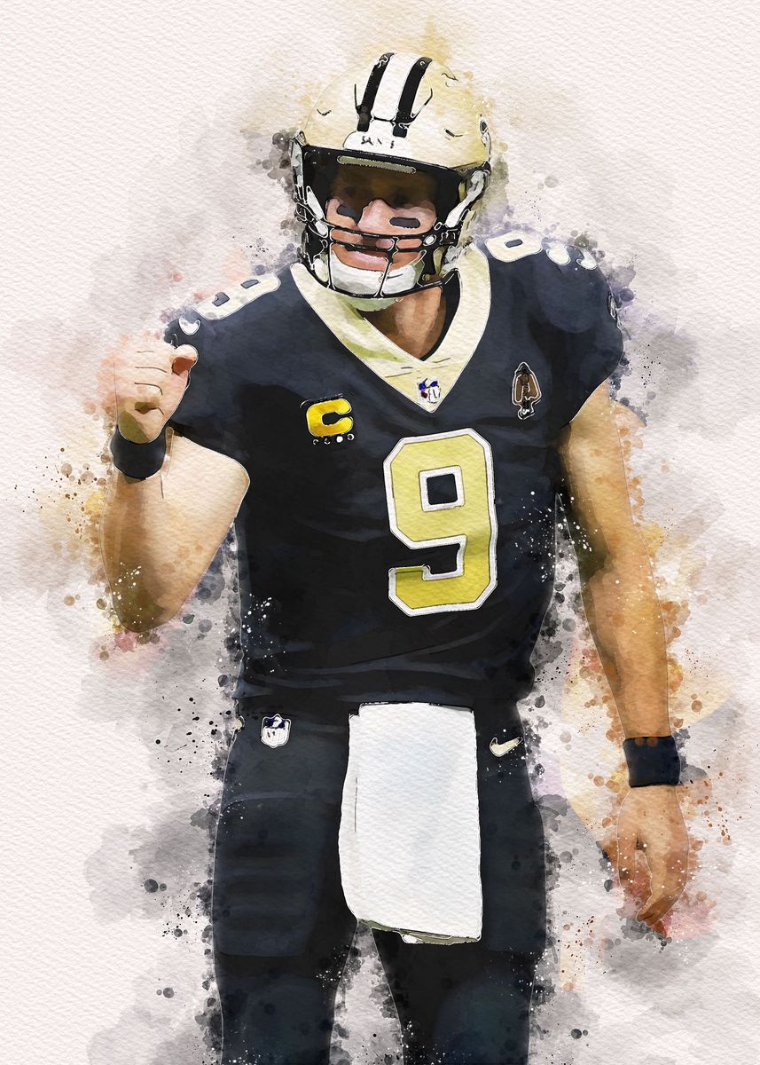 'Drew Brees Painting' Poster, picture, metal print, paint by kun bin ...
