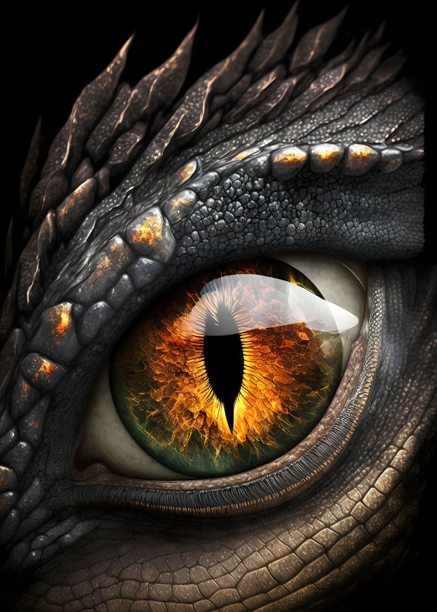 'golden dragon eye' Poster, picture, metal print, paint by EB Art ...