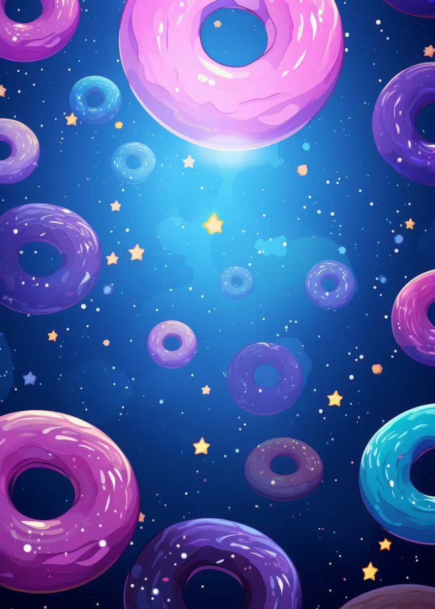 'Donut Galaxy Space' Poster, picture, metal print, paint by Oliver Qo ...