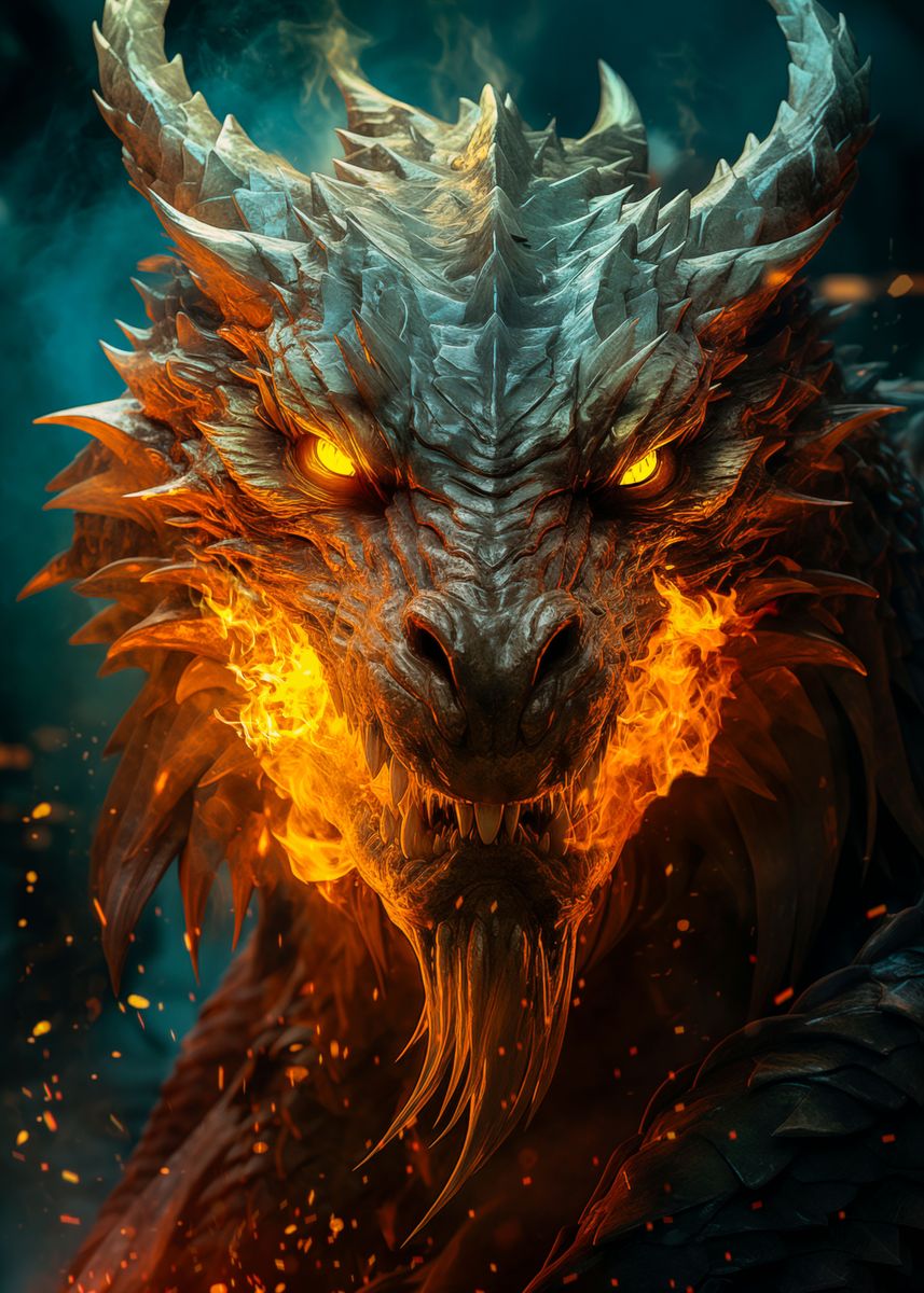 'Inferno Drake' Poster, picture, metal print, paint by The creative Hub ...