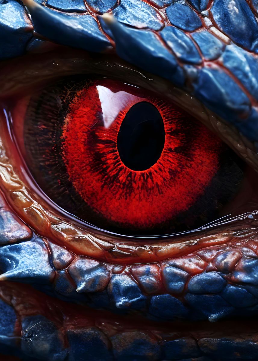 'Red Dragon Eye' Poster, picture, metal print, paint by EB Art | Displate
