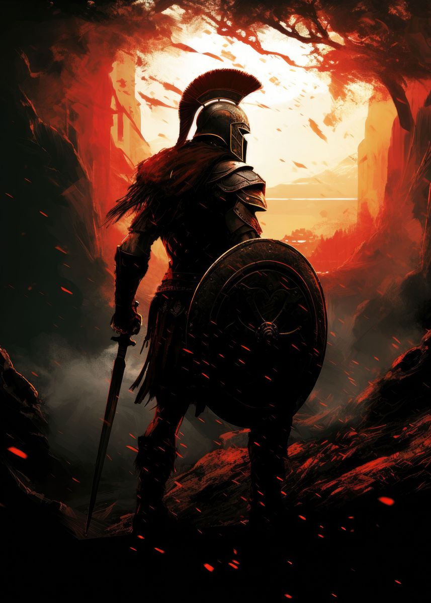 'Spartan Warrior' Poster, picture, metal print, paint by Jan | Displate