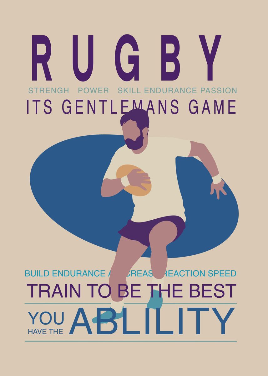 'Rugby ' Poster, picture, metal print, paint by fay list.art | Displate