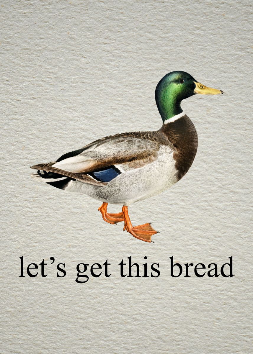 'Lets Get This Bread Duck' Poster, picture, metal print, paint by ...