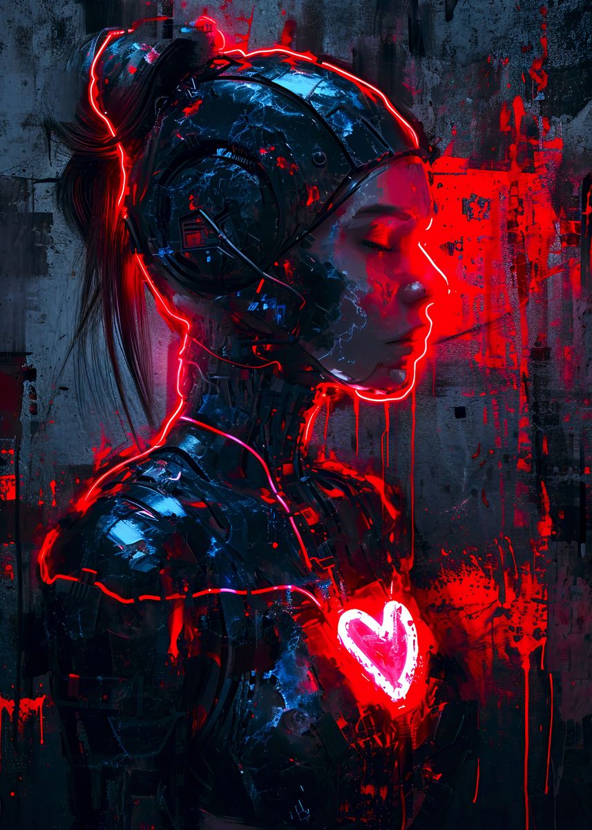 'Red Heart' Poster, picture, metal print, paint by Pozter | Displate