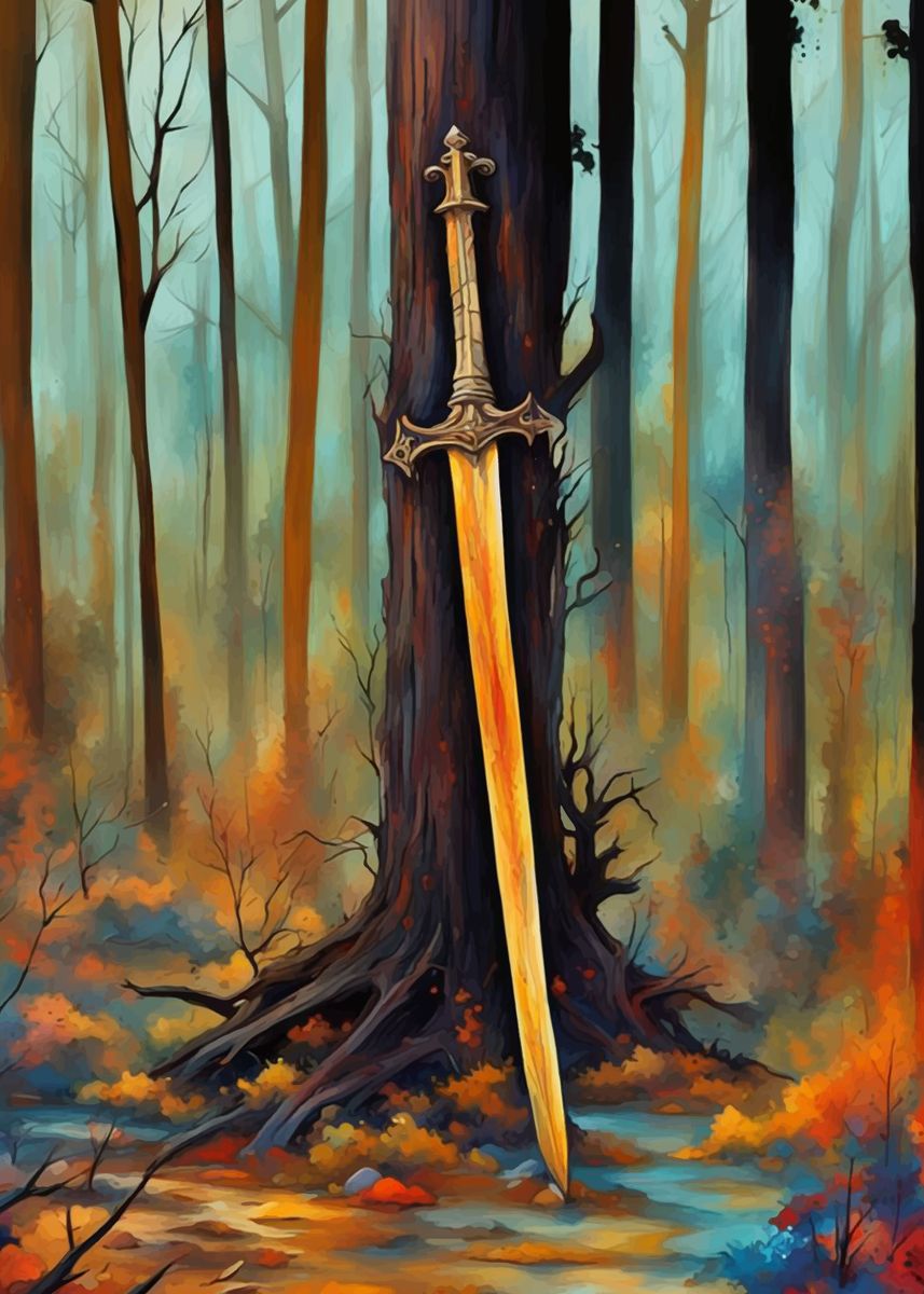'Sword in Forest' Poster, picture, metal print, paint by Art Days ...