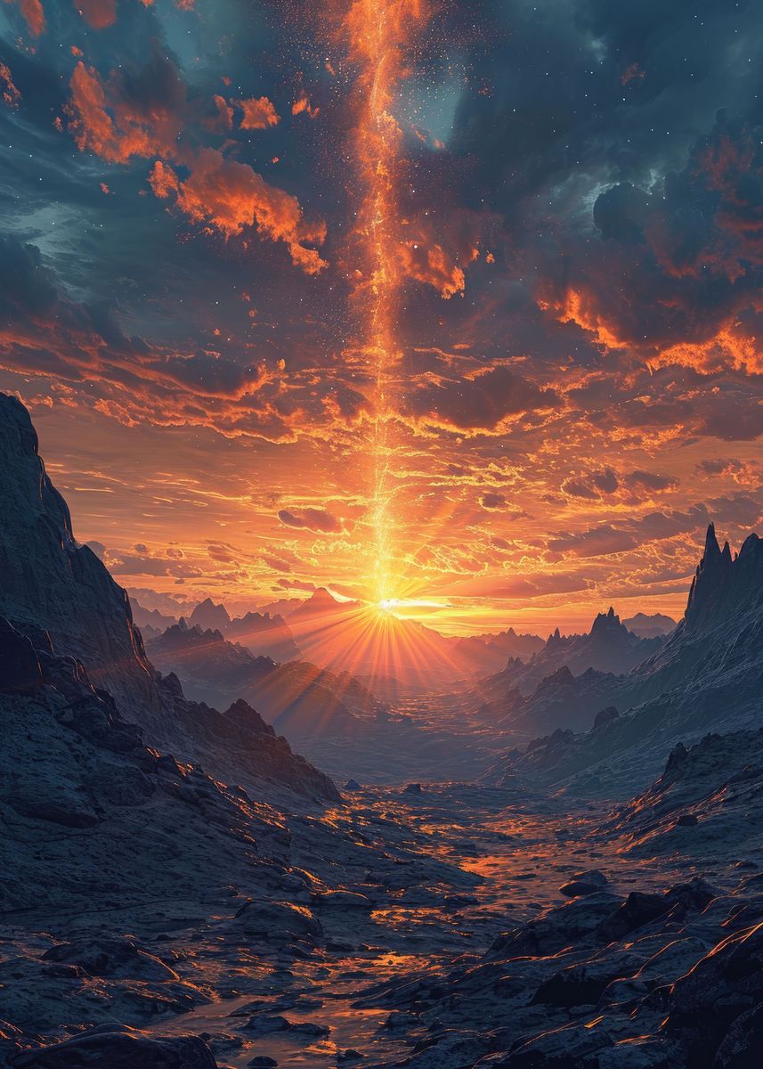 'Fire Beam' Poster, picture, metal print, paint by Jan | Displate