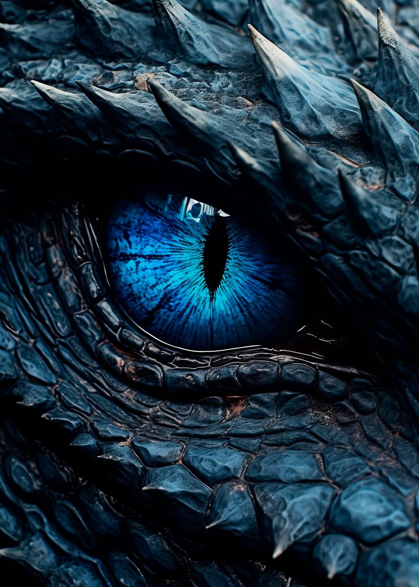 'Blue Dragon Eye' Poster, picture, metal print, paint by EB Art | Displate