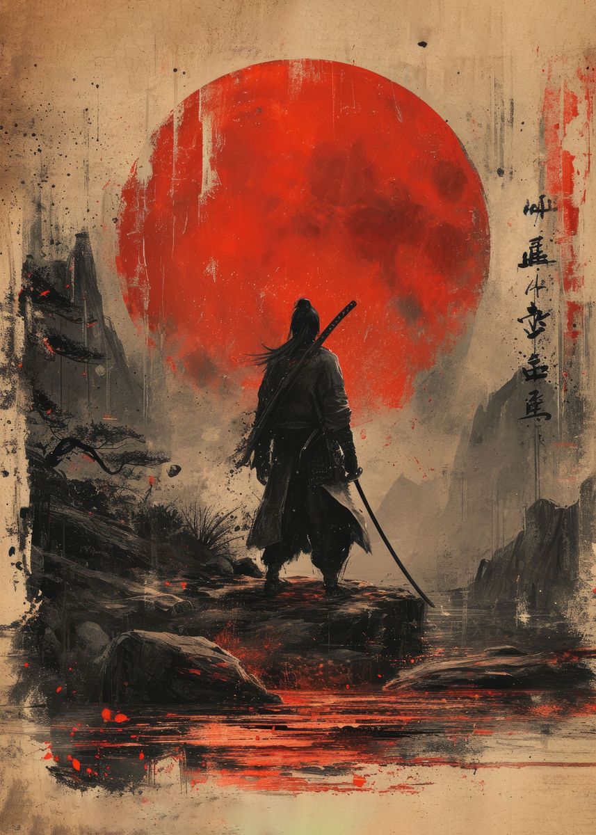 'Shadowed Warrior' Poster, picture, metal print, paint by Sakumi | Displate