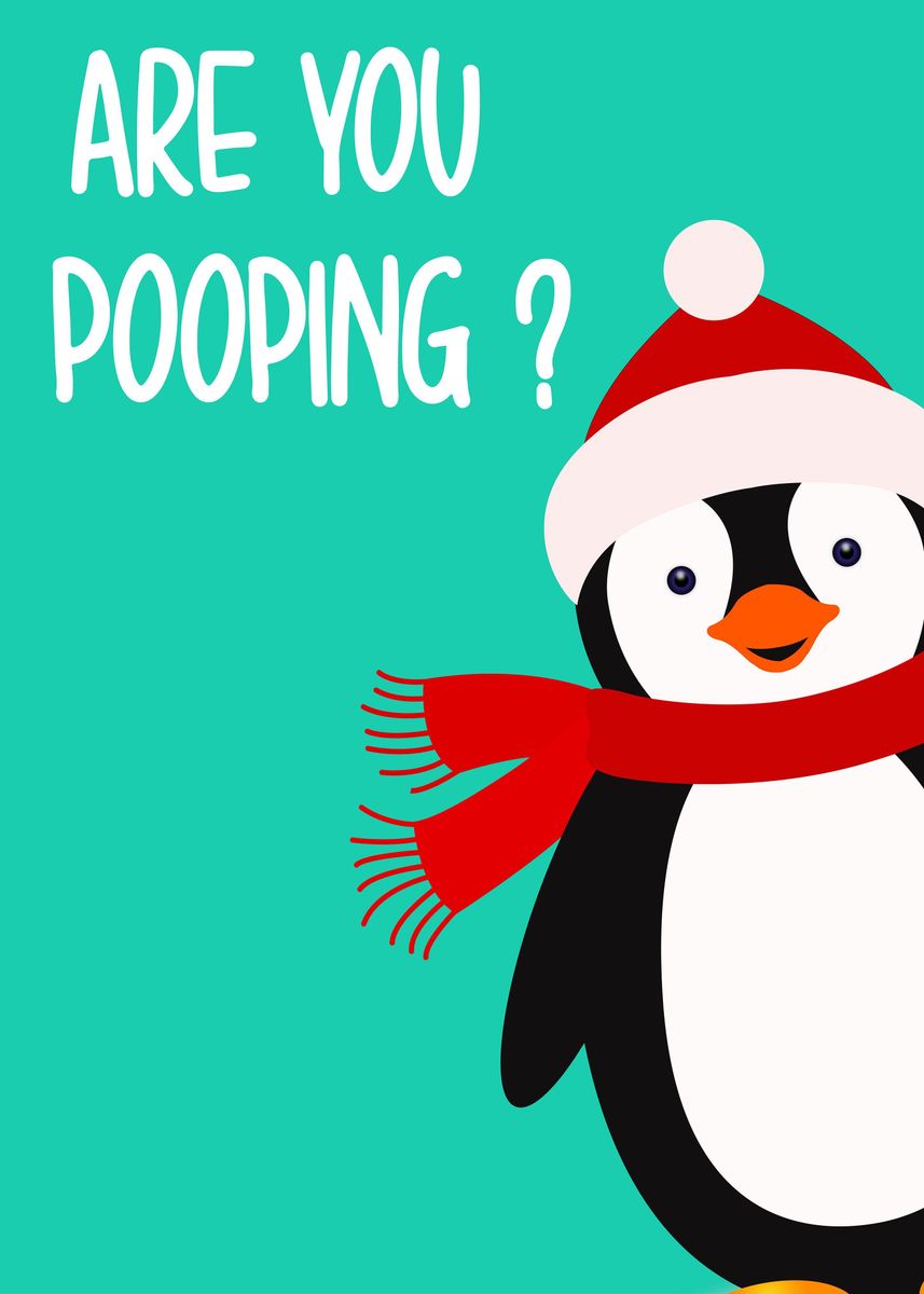 'Funny Penguin Pooping' Poster, picture, metal print, paint by DASDOFF ...