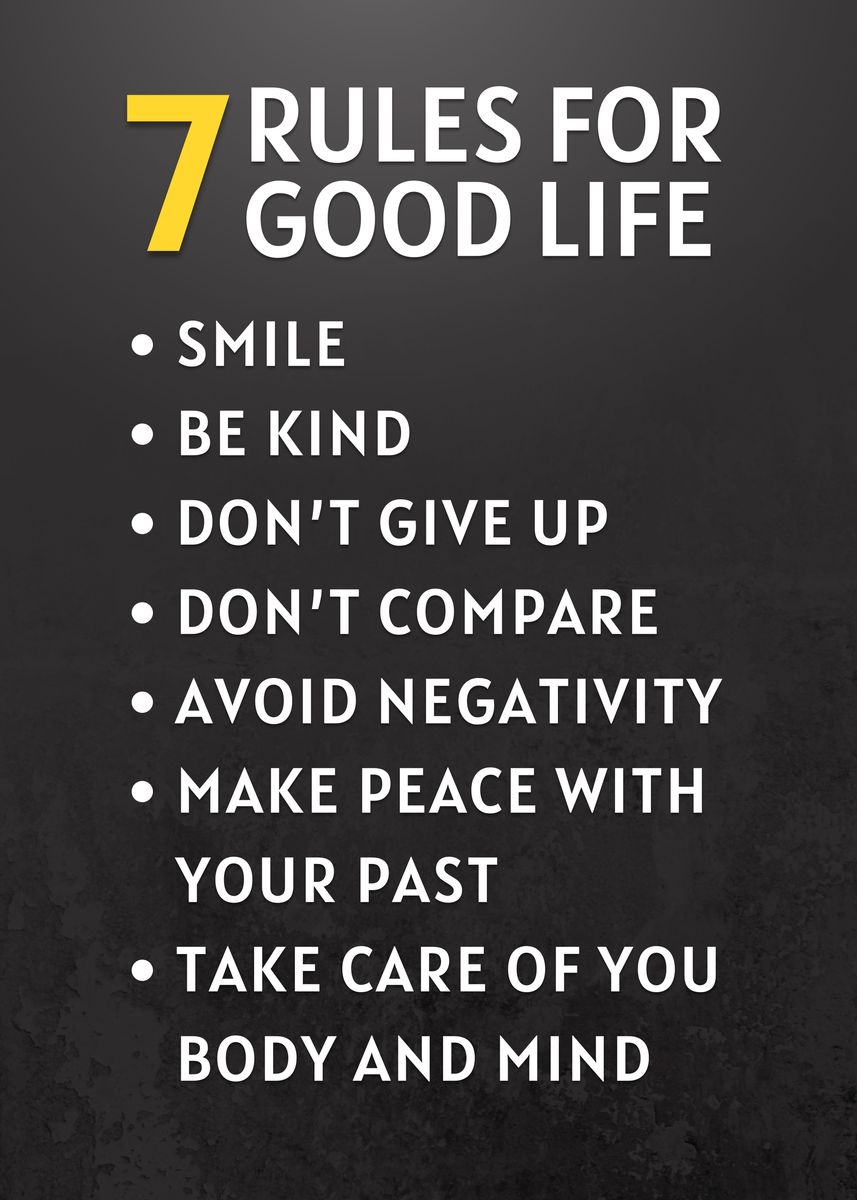 'RULES FOR GOOD LIFE' Poster, picture, metal print, paint by Nandita ...