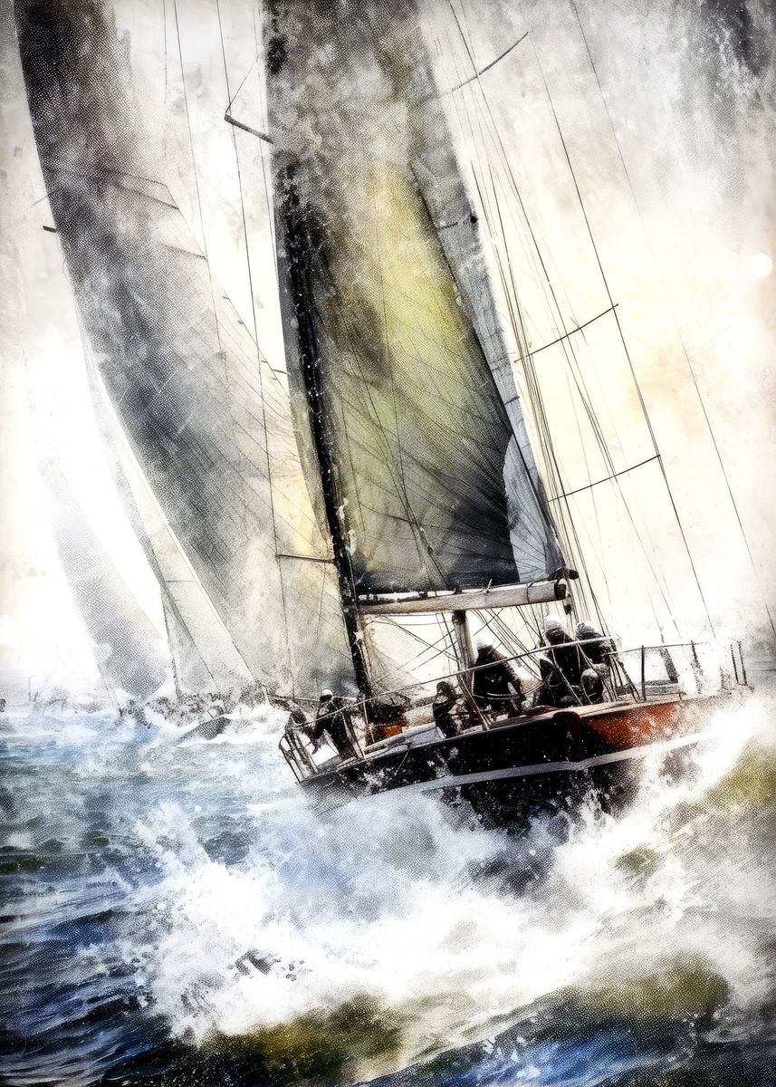 'Yacht racing sport' Poster, picture, metal print, paint by JBJart ...