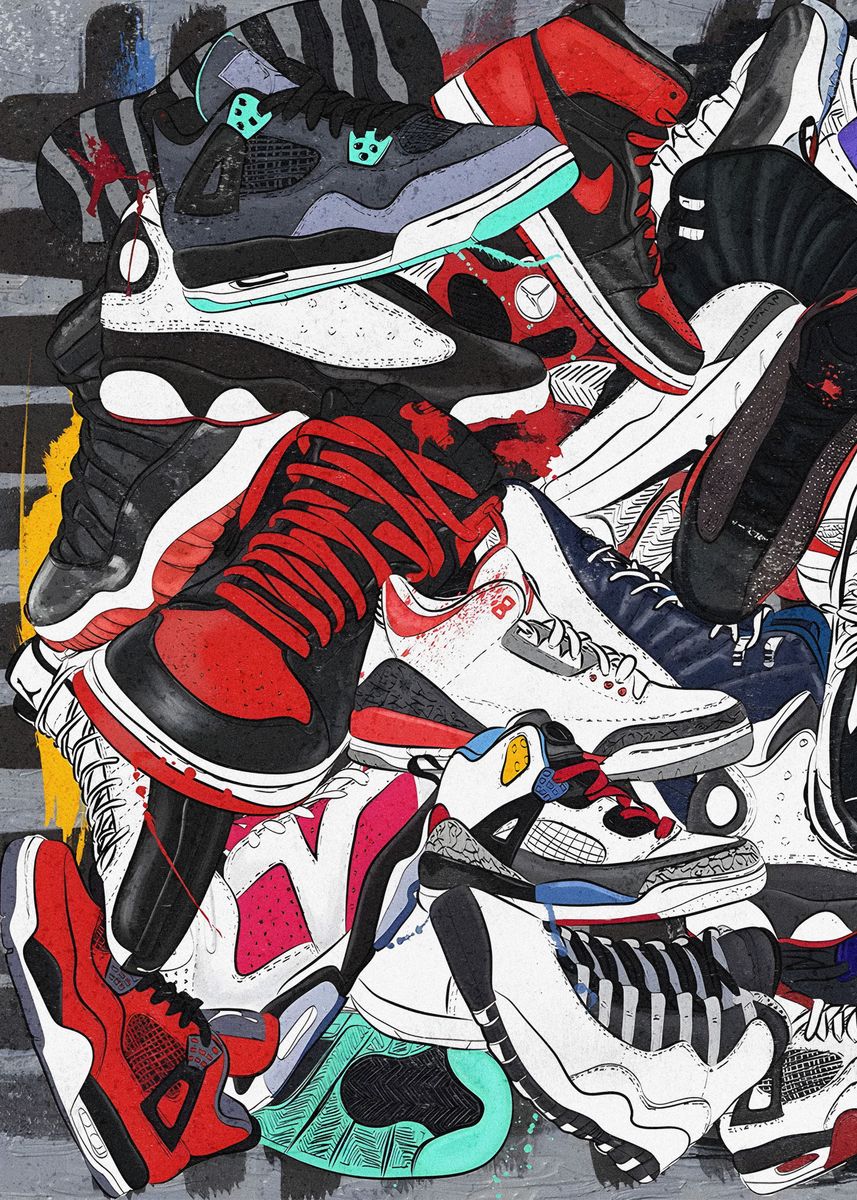 'Sneakerhead Hypebeast 1s' Poster, picture, metal print, paint by Uber ...