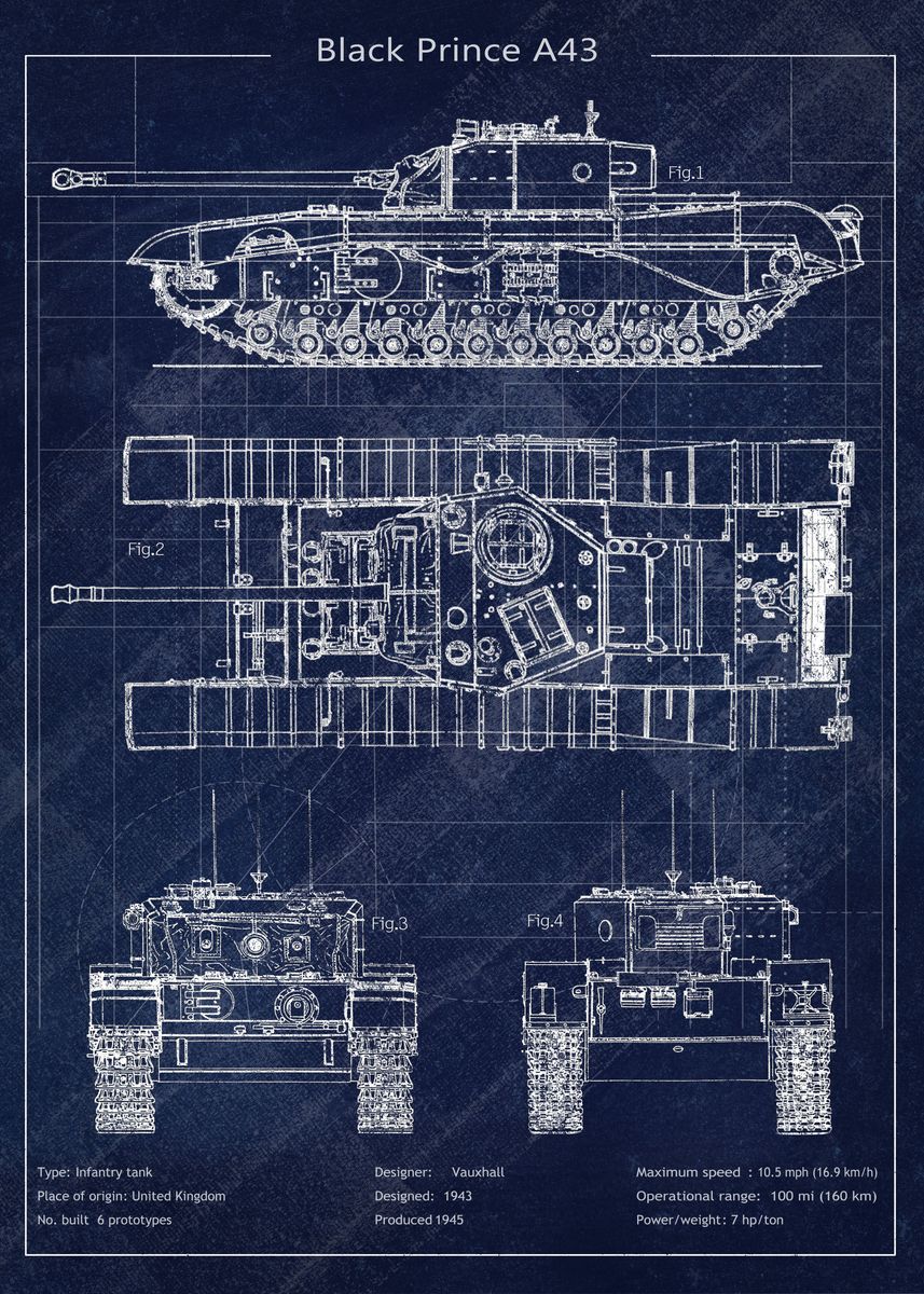 'Black Prince A43 Tank ' Poster, picture, metal print, paint by DG ...