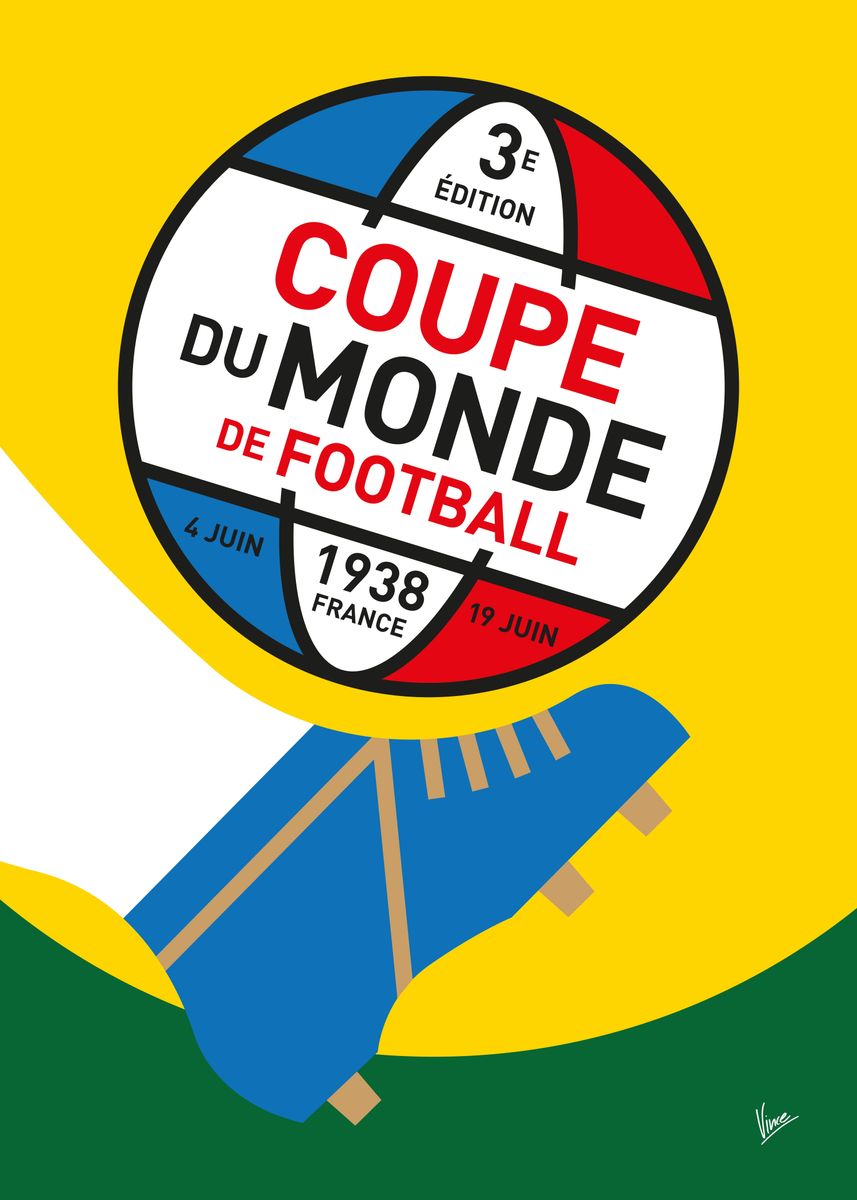 '1938 WORLD CUP FRANCE ' Poster, picture, metal print, paint by ...