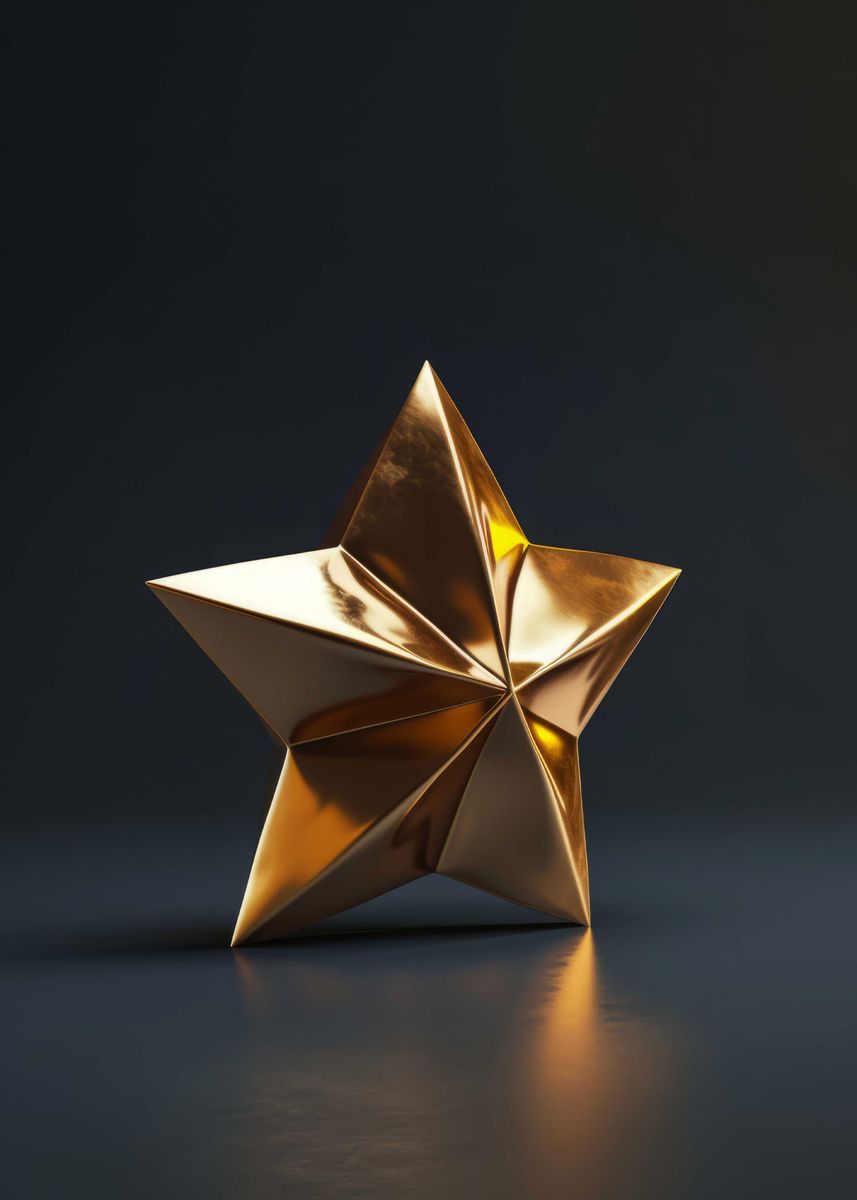 '3D Dark Gold Star' Poster, picture, metal print, paint by Morgan Yon ...