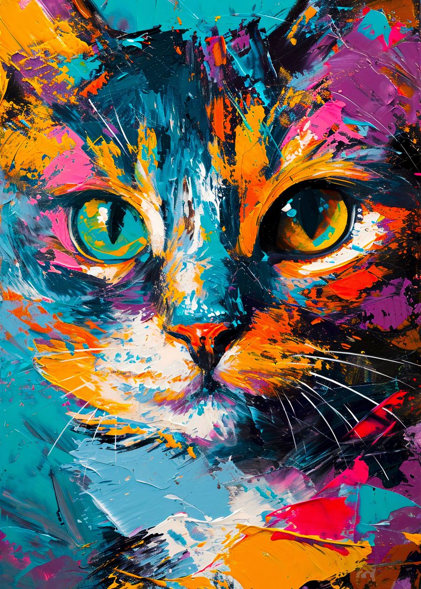 'Tint Cat' Poster, picture, metal print, paint by Pozter | Displate