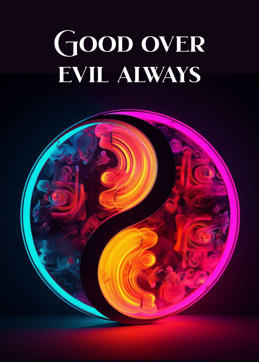 'Neon Ying Yang' Poster, picture, metal print, paint by Worlds Arts ...