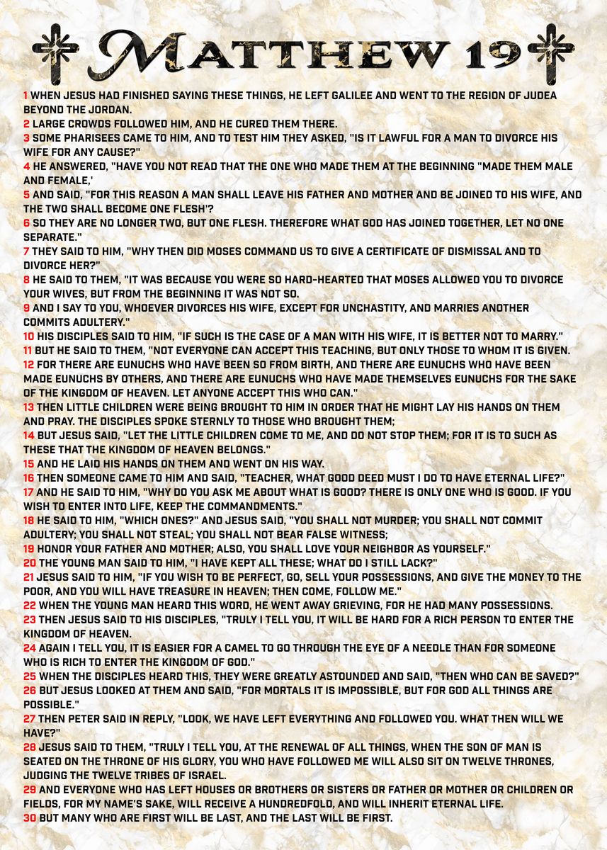 'Matthew 19 Light Gold' Poster, picture, metal print, paint by Sycaid ...