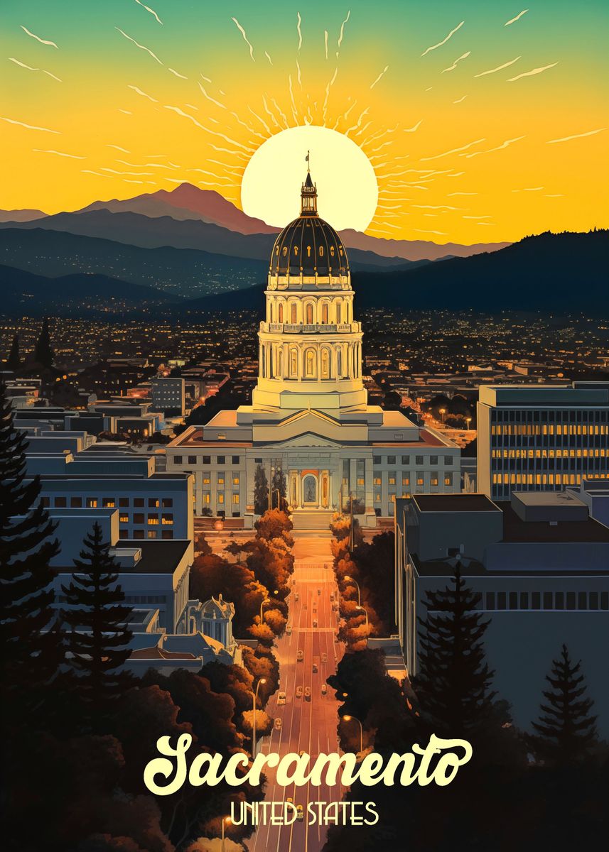 'Travel to Sacramento' Poster, picture, metal print, paint by Elysian ...