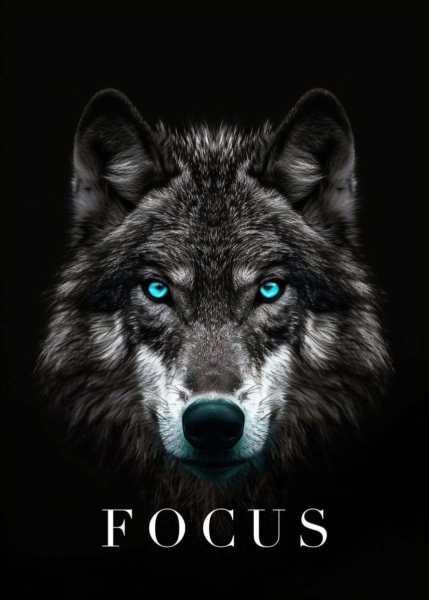 'Wolf Focus' Poster, picture, metal print, paint by Pozter | Displate
